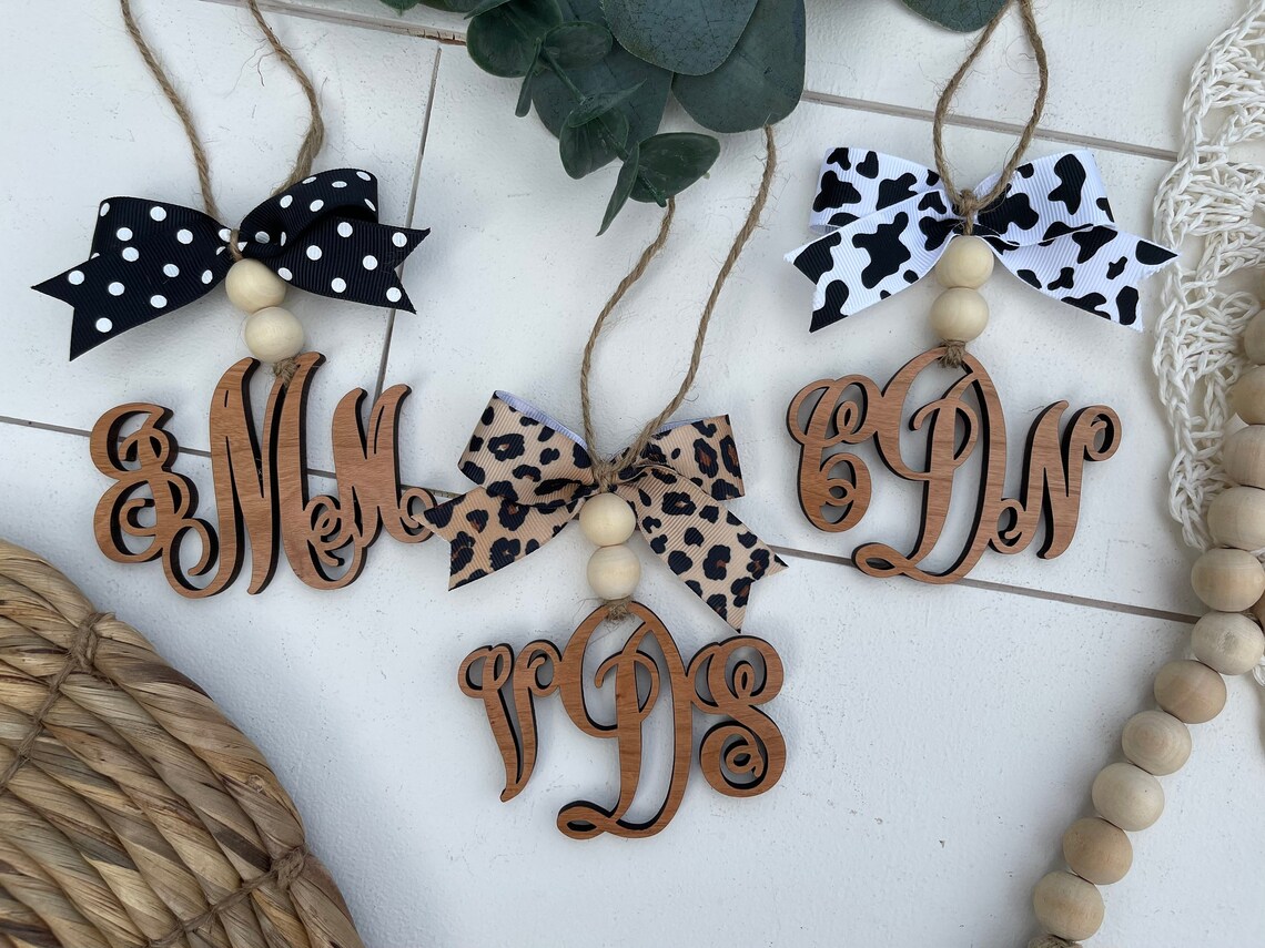 Monogram Car Charm / Wooden Monogram Charm / Car Accessory ...