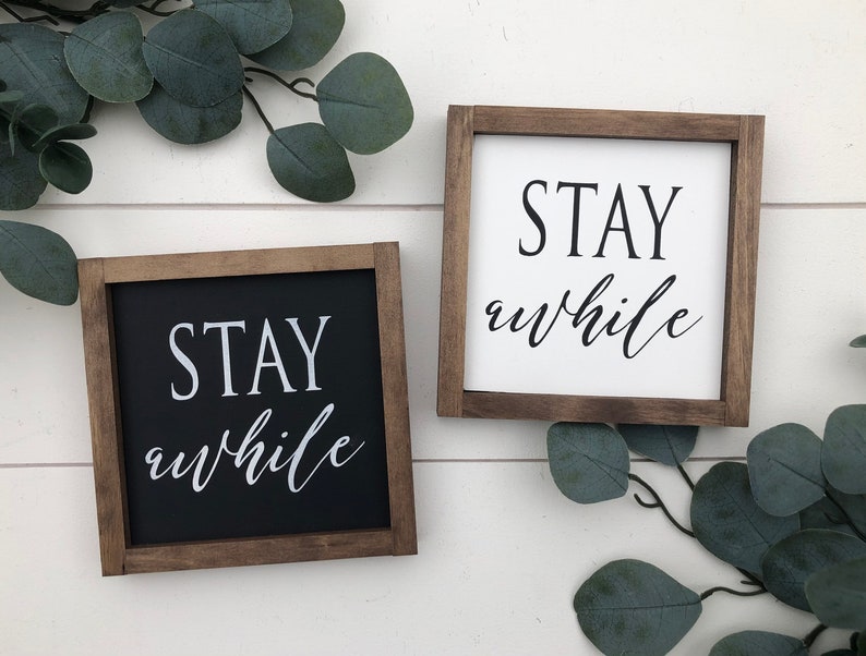Stay Awhile Sign / Living Room Sign/ Wall Decor/ Wooden Sign - Etsy
