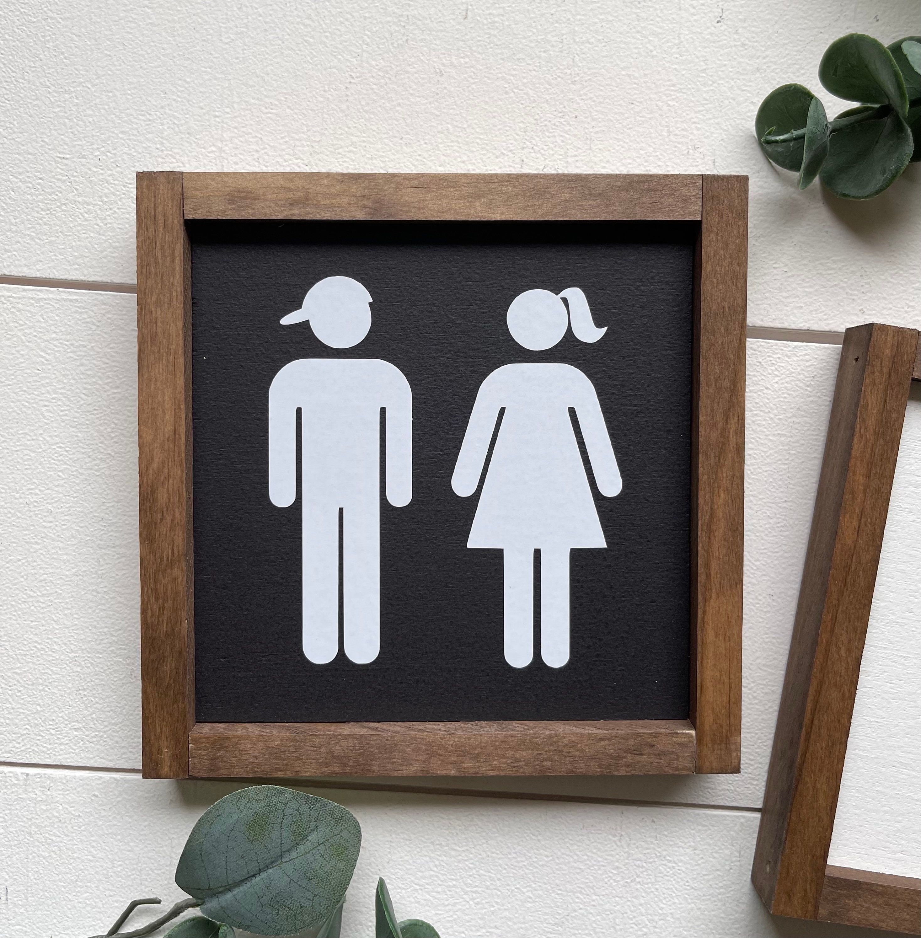 Boy Girl Restroom Wooden Sign / Bathroom Sign / Funny Sign ...