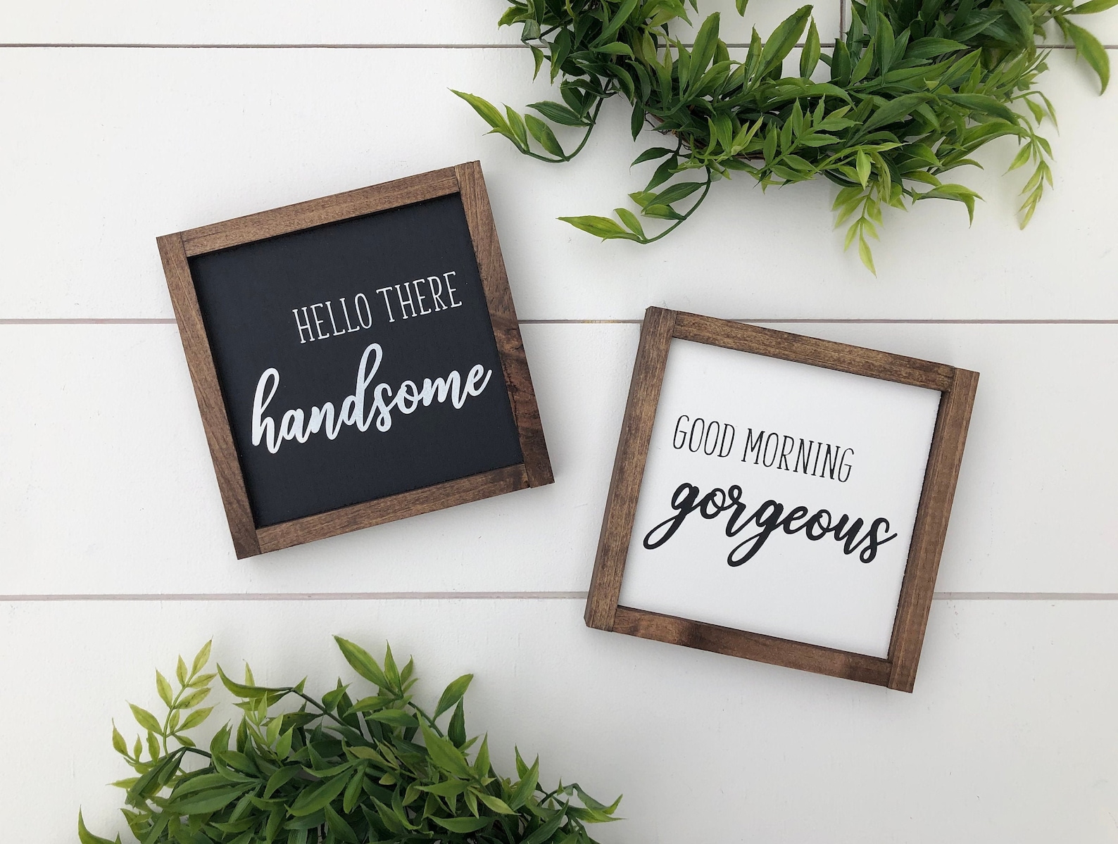 Good Morning Gorgeous Hello There Handsome Wooden Signs / Set - Etsy