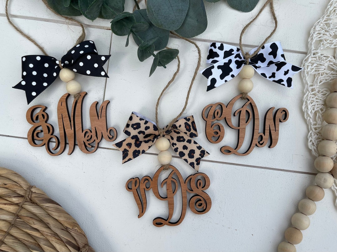 Monogram Car Charm / Wooden Monogram Charm / Car Accessory ...