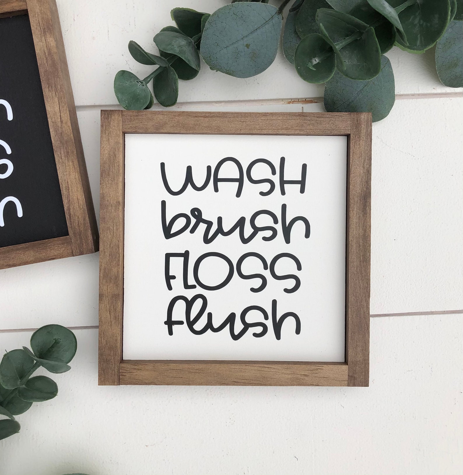 Wash Brush Floss Flush Sign / Bathroom Decor | Etsy