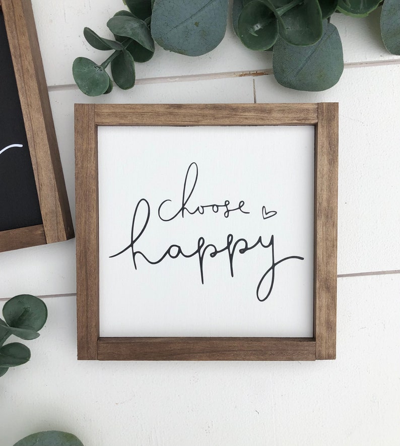 Choose Happy Wooden Sign / Mini Sign / Tiered Tray Sign / - Etsy