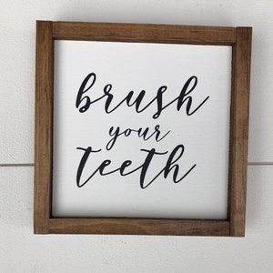 Wash Your Hands Brush Your Teeth Signs / Set of 2 / Signs for Bathroom ...