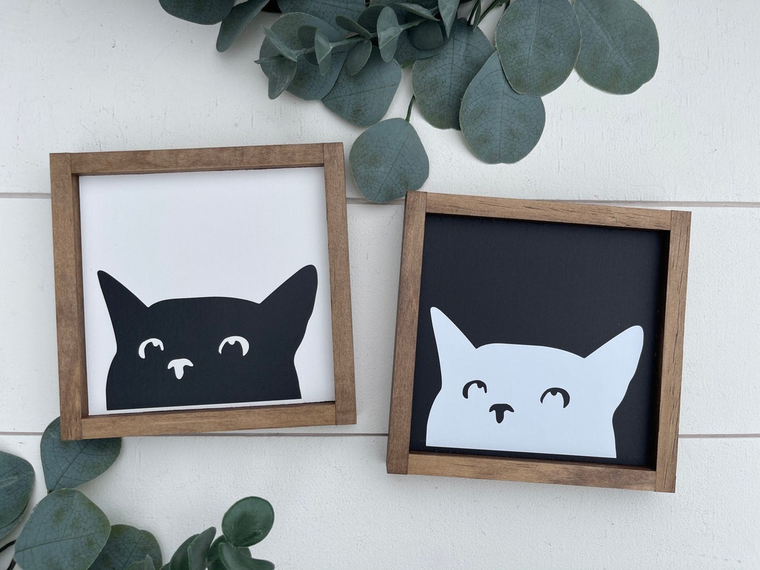 Cat Silhouette Wooden Sign/ Mini Sign / Tiered Tray Sign / Gallery Wall ...