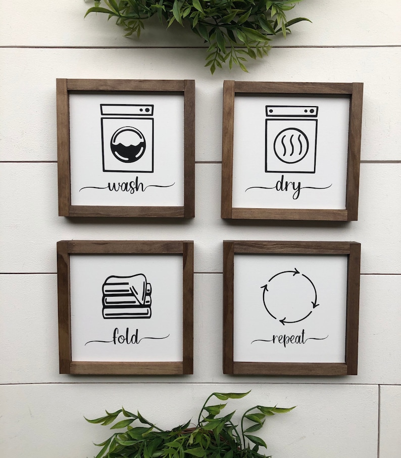 Wash Dry Fold Repeat Laundry Signs / Wooden Signs - Etsy