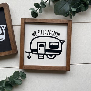 We Sleep Around Sign / Camping Decor / Happy Camper - Etsy