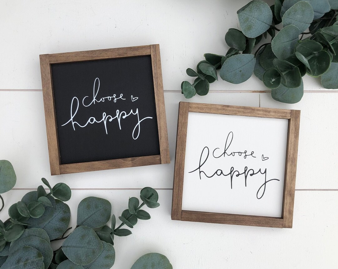Choose Happy Wooden Sign / Mini Sign / Tiered Tray Sign / Office Decor ...