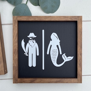 Pirate Mermaid Restroom Wooden Sign / Bathroom Sign / Funny Sign ...