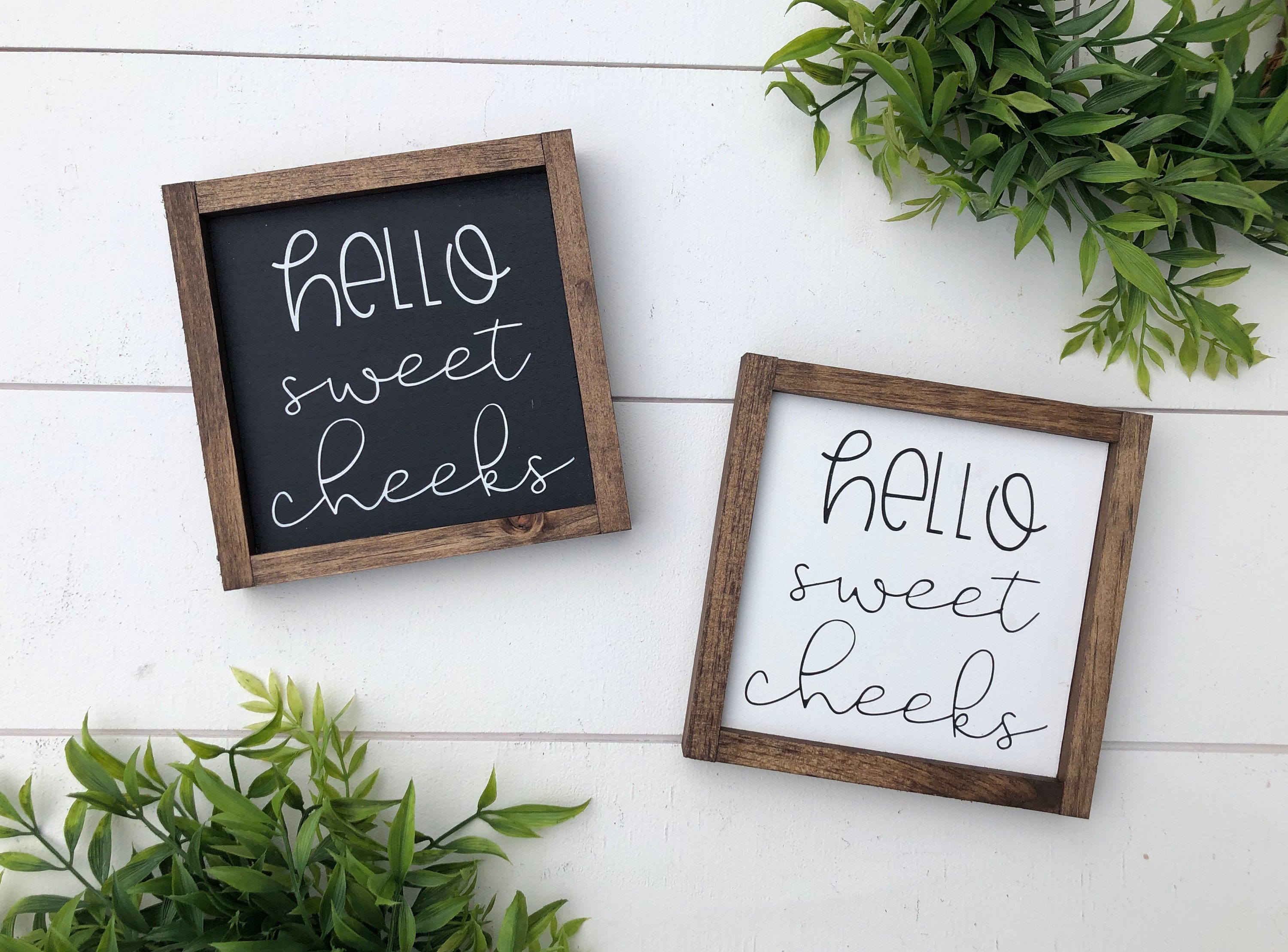 Hello Sweet Cheeks Wooden Sign / Mini Sign / Bathroom Sign / - Etsy