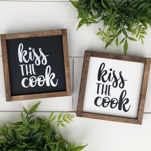 Kiss the Cook Wooden Sign / Kitchen Sign / Mini Sign / Funny - Etsy