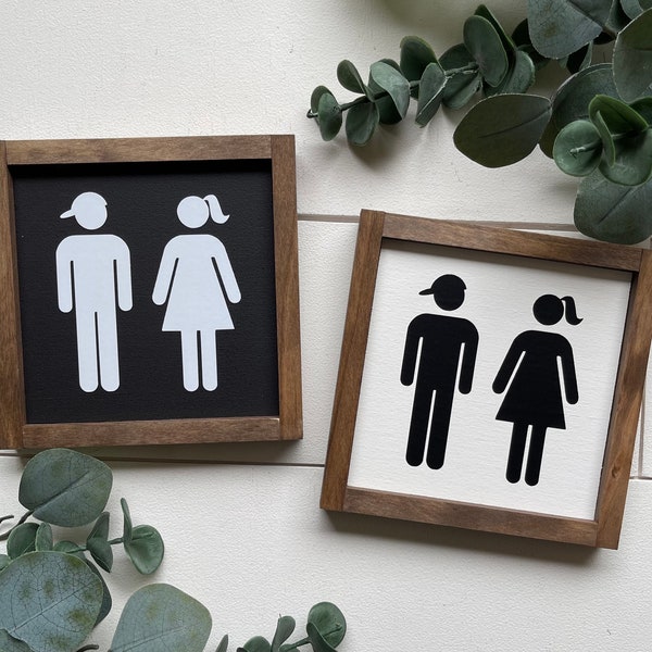 Boy and Girl Bathroom Sign - Etsy