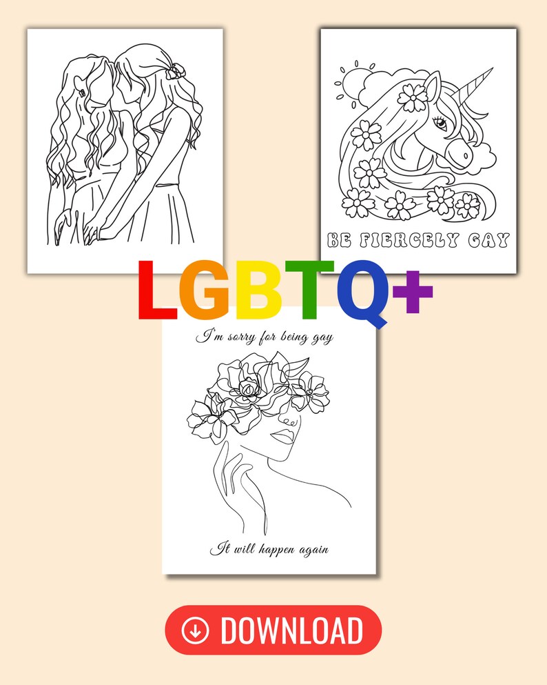 LGBTQ Pride Printable Coloring Pages for Lesbian Gay Non Binary ...