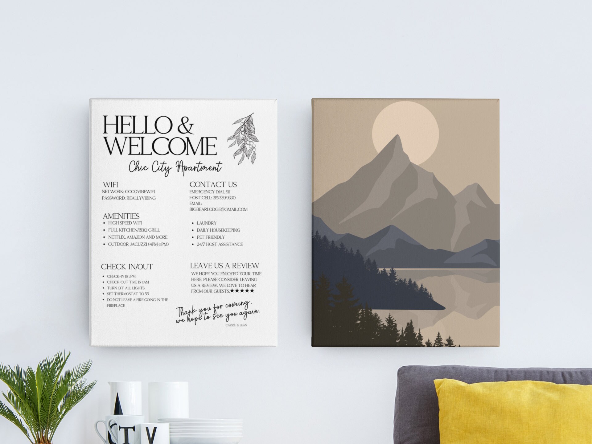 Airbnb VRBO Welcome Sign Templates Printable, Guest Arrival Poster ...