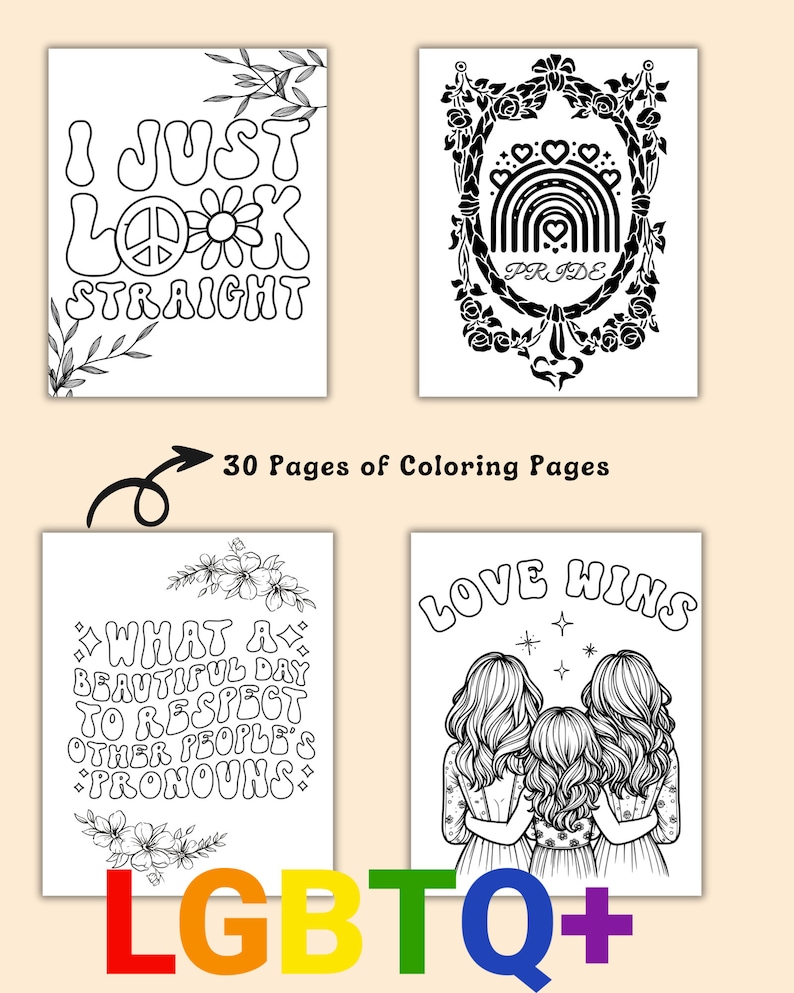 LGBTQ Pride Printable Coloring Pages for Lesbian Gay Non Binary ...