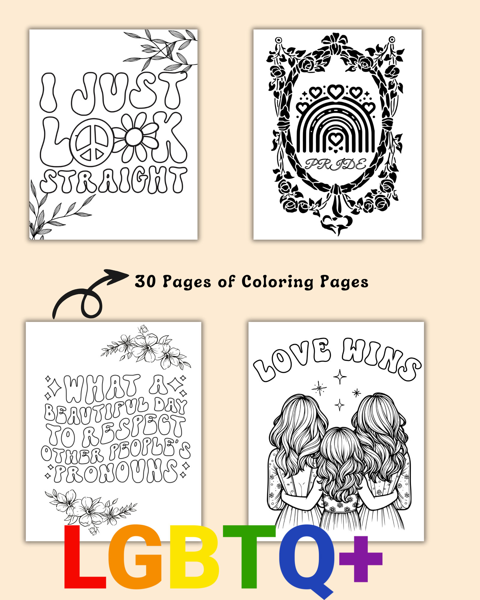 LGBTQ Pride Printable Coloring Pages for Lesbian Gay Non Binary ...