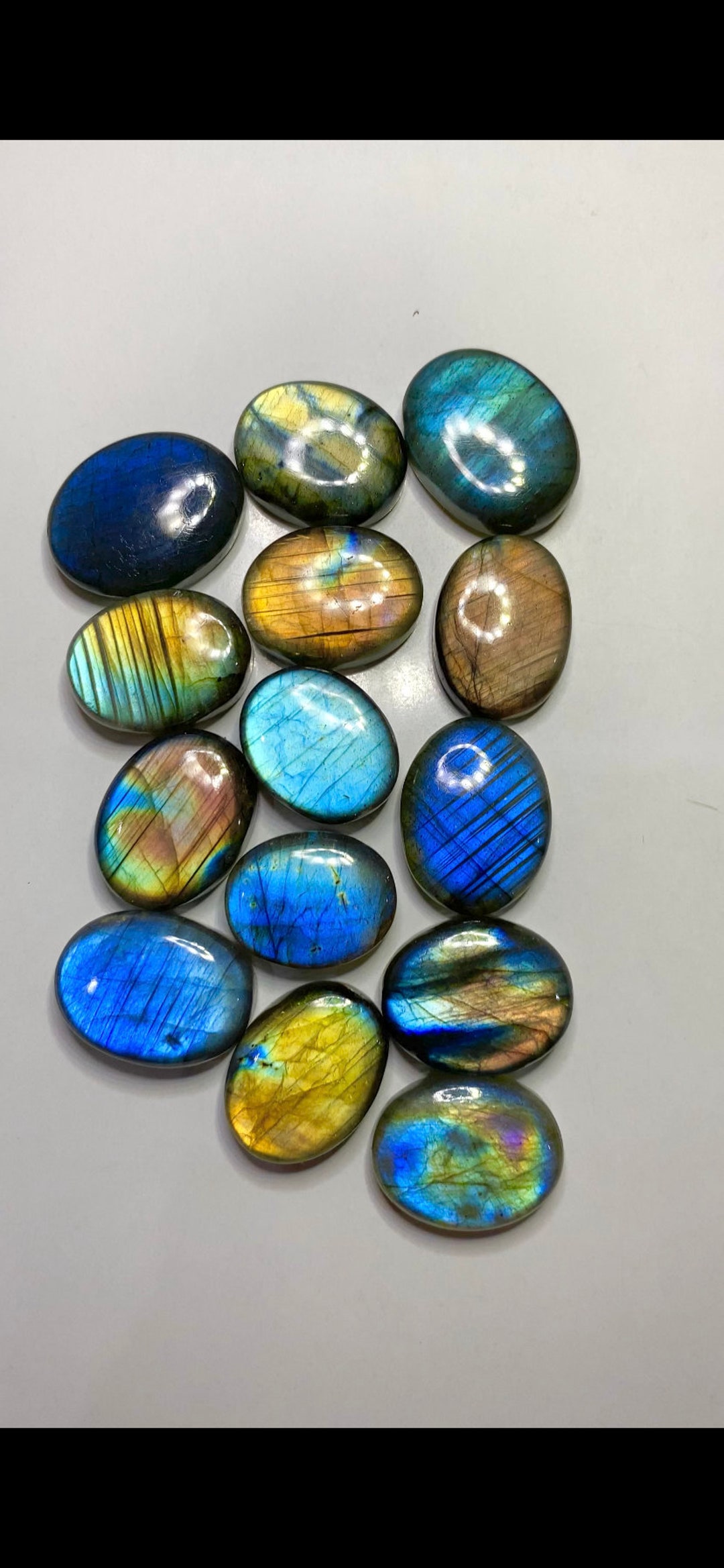 Labradorite 14 Pieces Lot Natural Labradorite Multi Colour Cabochon ...