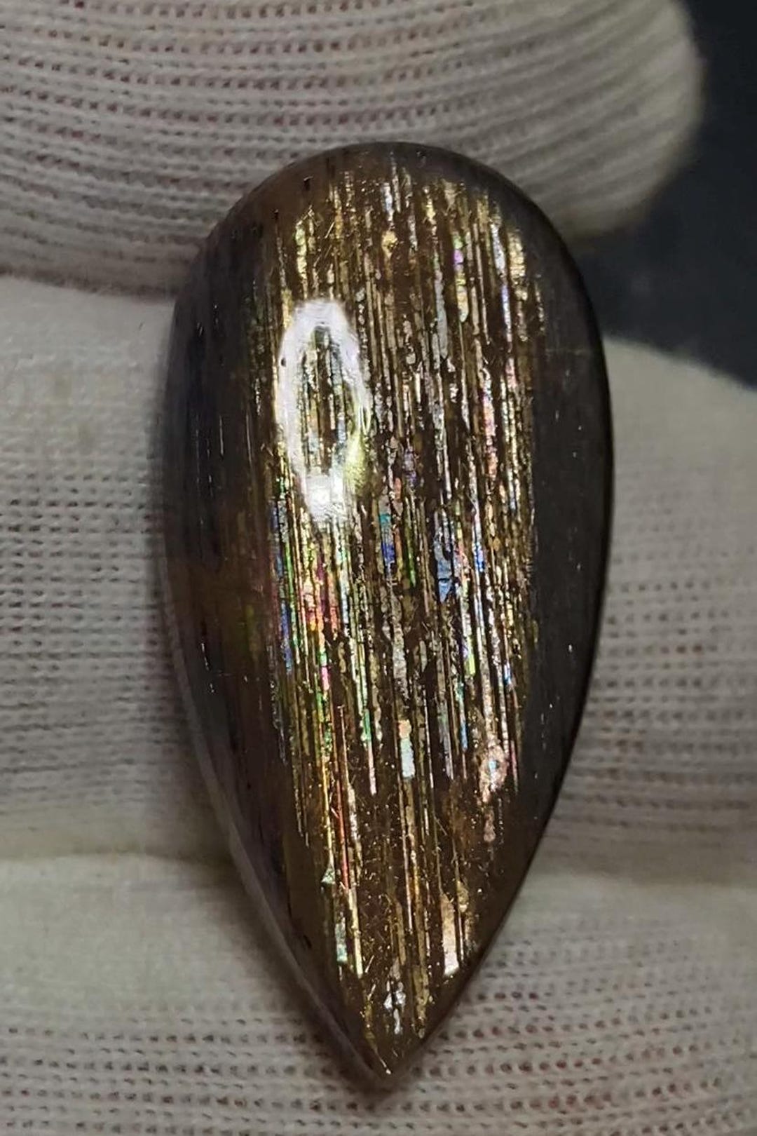 Natural Rainbow Lattice Sunstone From Tanzania ||size=31x15x5 Mm ...