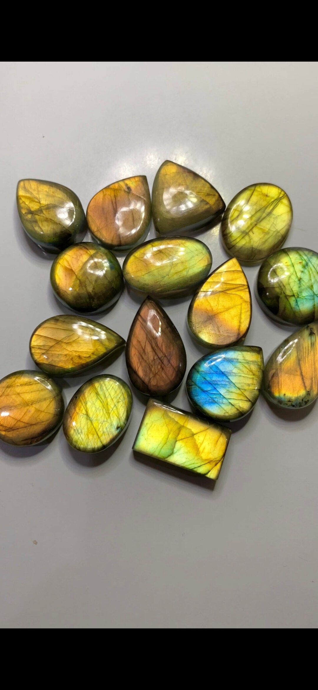 Labradorite 15 Pieces Lot Natural Labradorite Yellow Colour Cabochon ...
