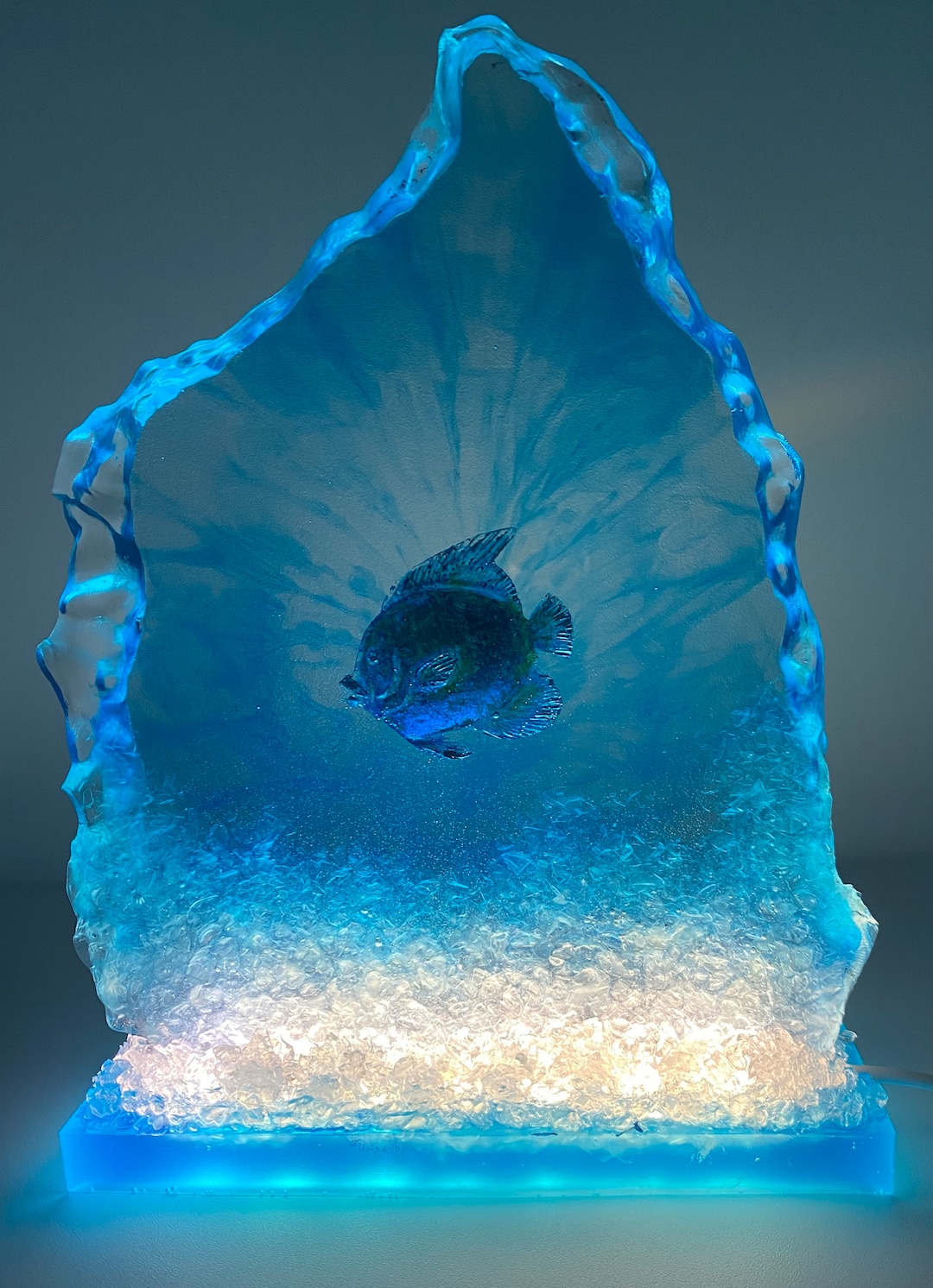 Resin Art/fish Decor/ocean Art/beach House Decor/glass Sculpture/fish ...