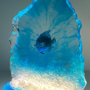 Resin Art/fish Decor/ocean Art/beach House Decor/glass Sculpture/fish ...