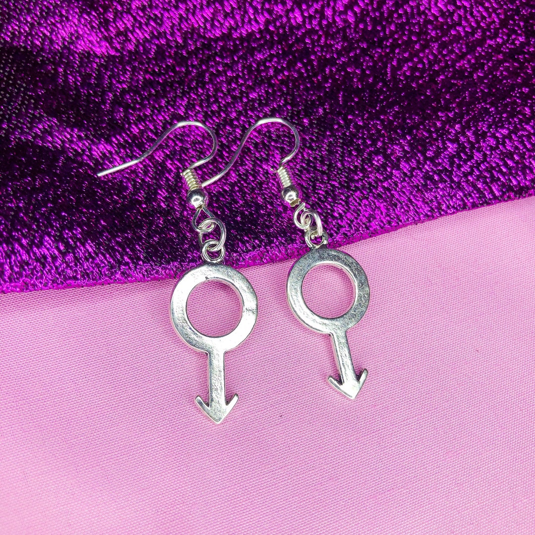 Mars Symbol Earrings: Silver Male Gender Pride Jewelry - Etsy