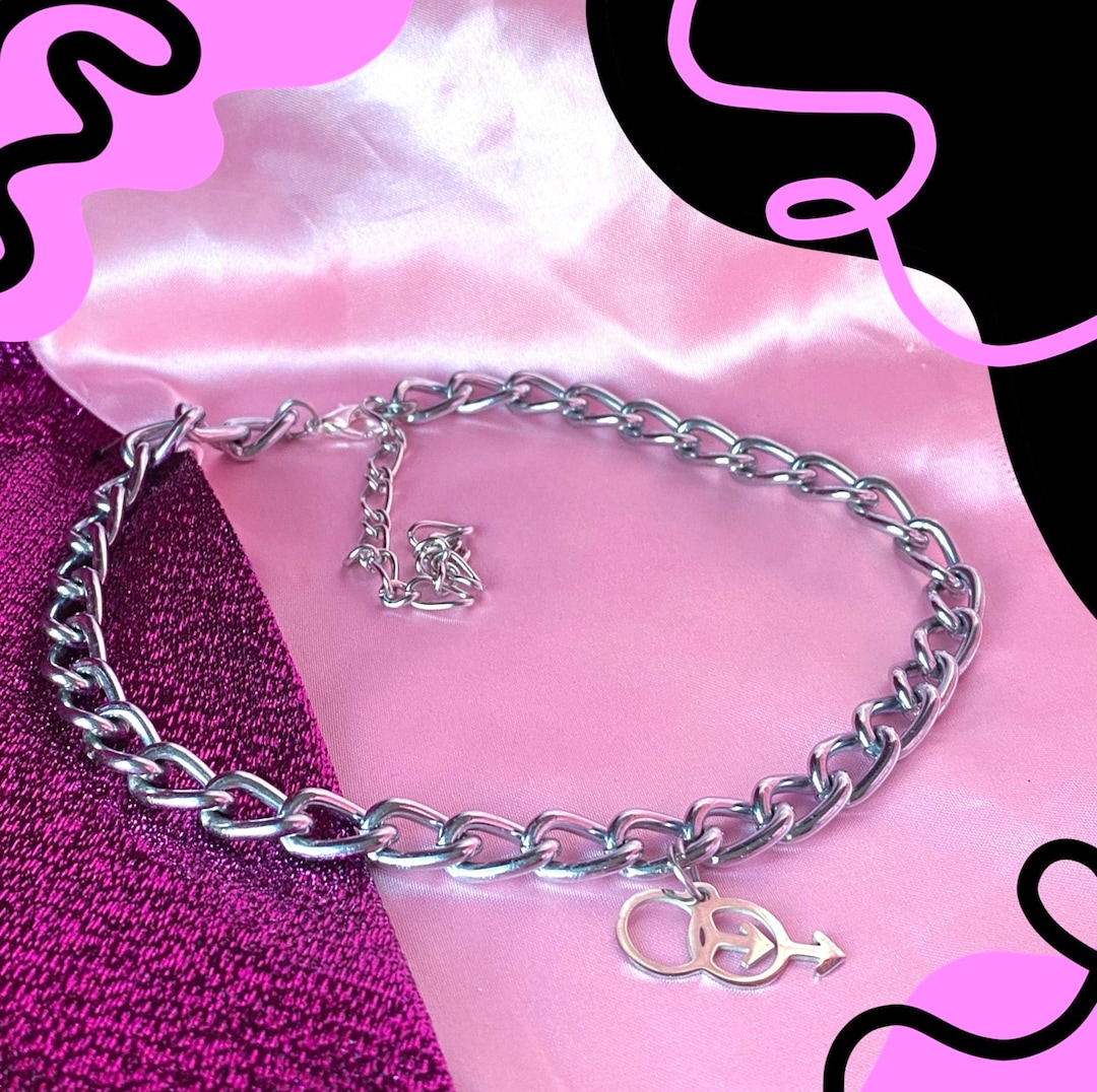 Double Mars Symbol Charm Necklace: Chunky Steel Chain, MLM Gay Pride - Etsy