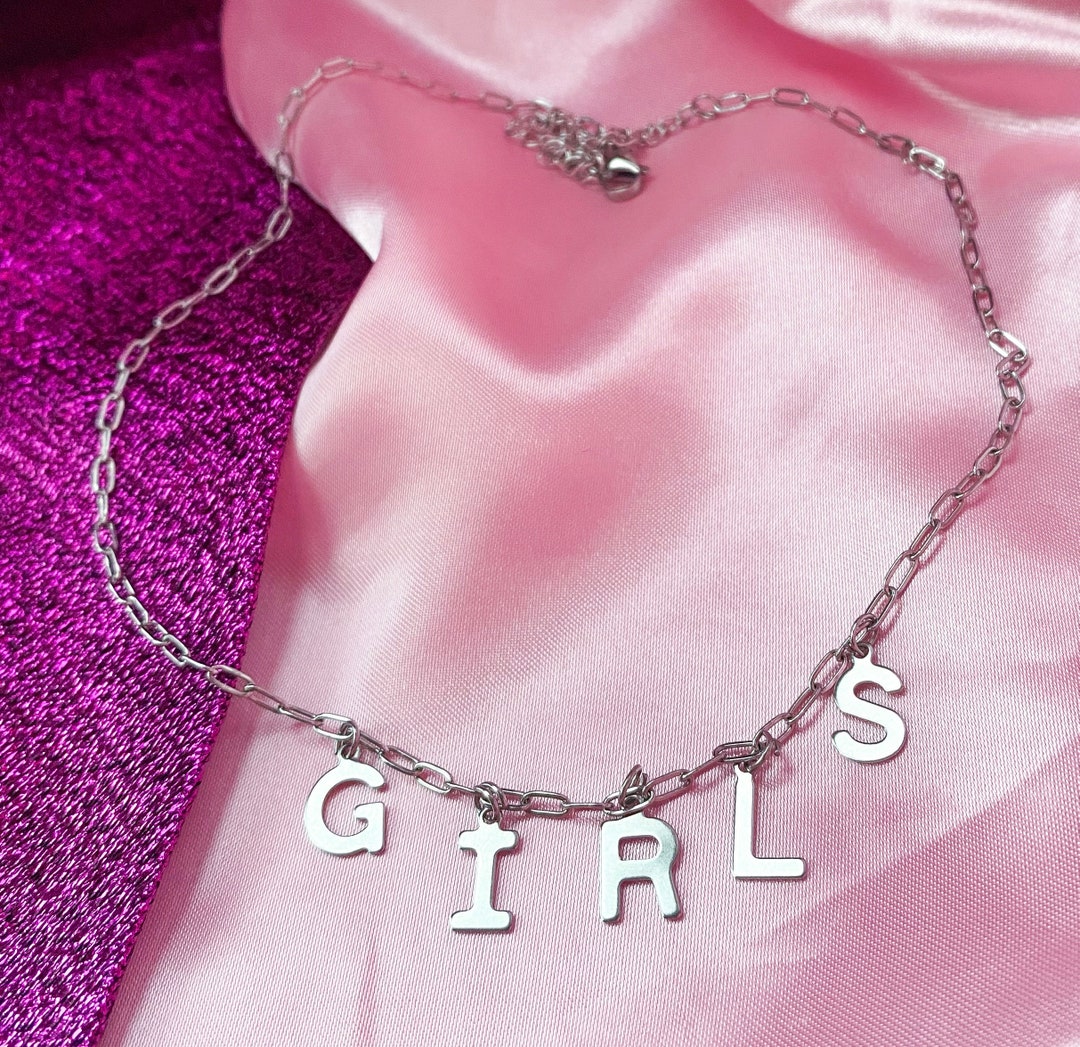 GIRLS Lettering Stainless Steel Necklace, Silver Colour WLW Gay Pride ...