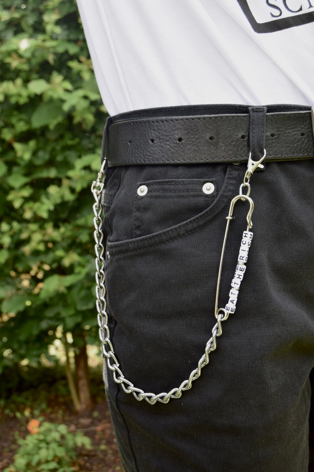 Eat the Rich Jean Chain: Punk Safety Pin Belt, Alternative Fashion - Etsy