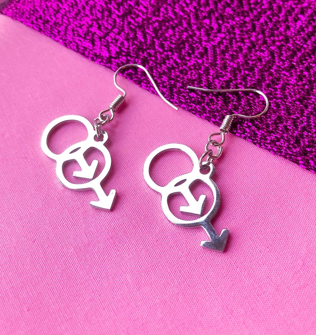 Double Mars Symbol Earrings: Stainless Steel Gay Pride Jewelry - Etsy