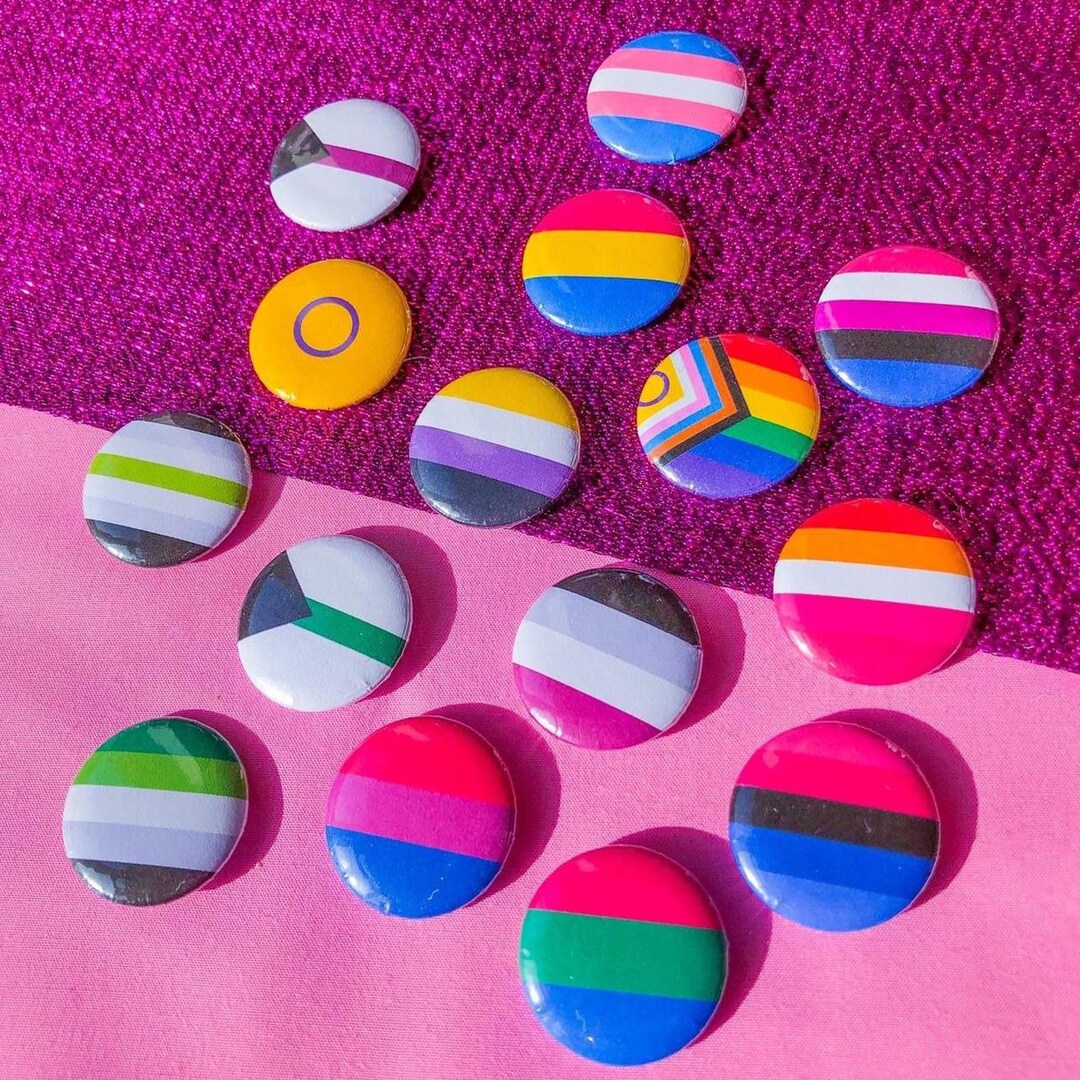 Pride Flag Pin Badge: Lesbian Owned Shop (2.5cm) - Etsy