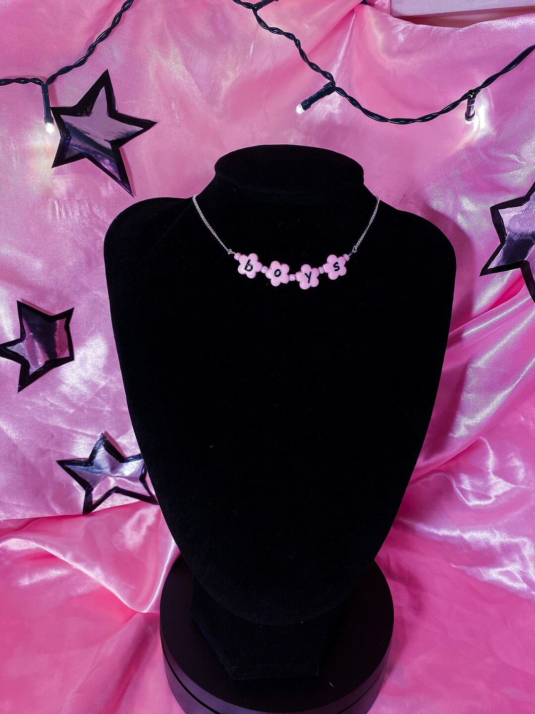 Pink Flower 'BOYS' Letter Bead Necklace: Queer MLM Pride Jewelry - Etsy
