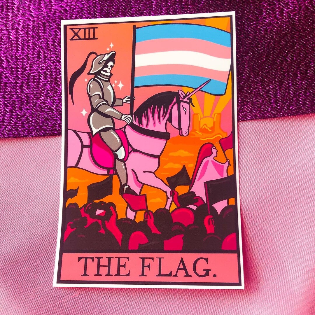 Transgender Flag Tarot Card Sticker, the Flag Original Tarot Card ...