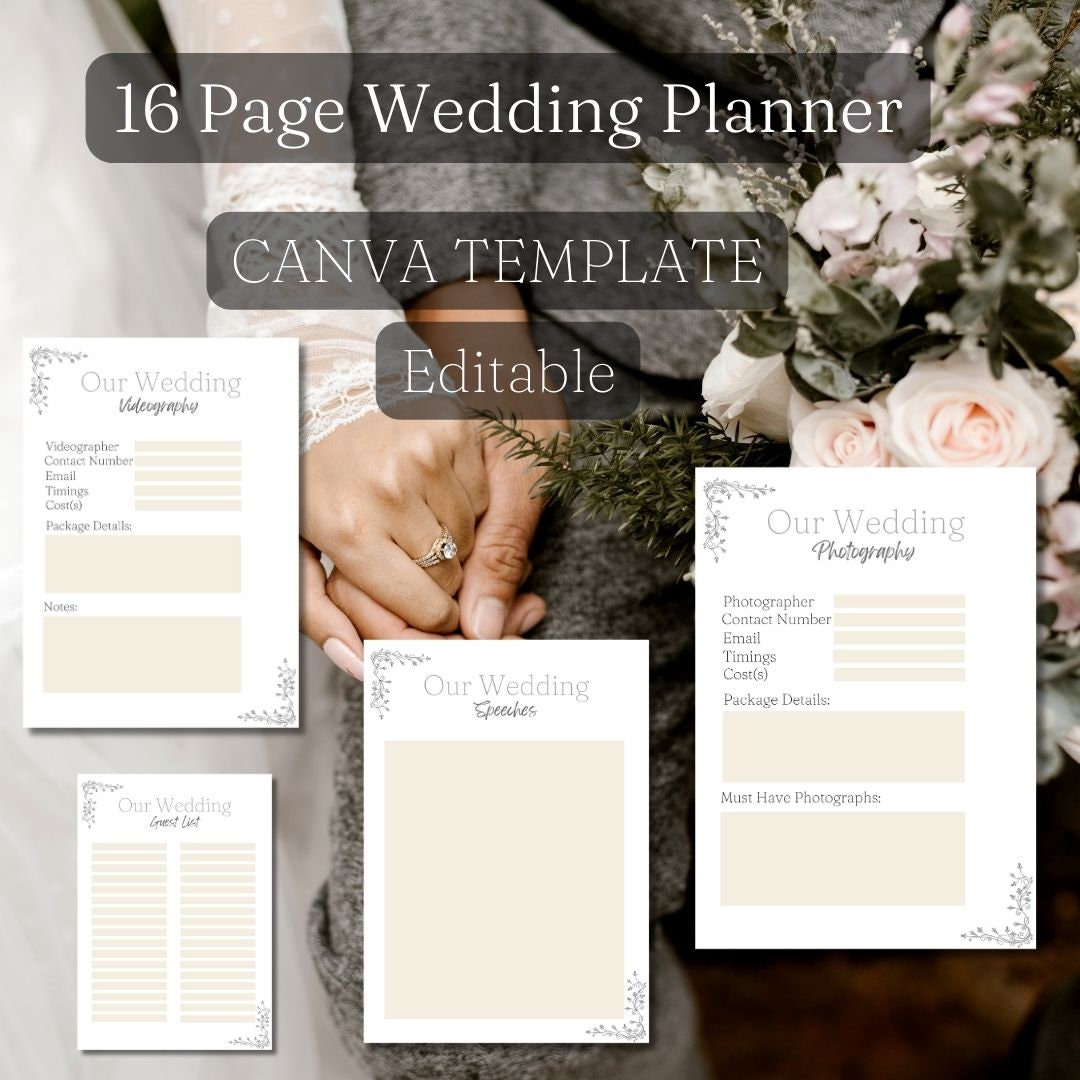 Canva Template Editable Wedding Planner Template Download Printable ...