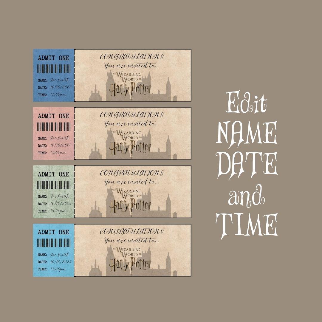 Wizarding World Ticket Potter Witchcraft and Wizardry Canva Template ...