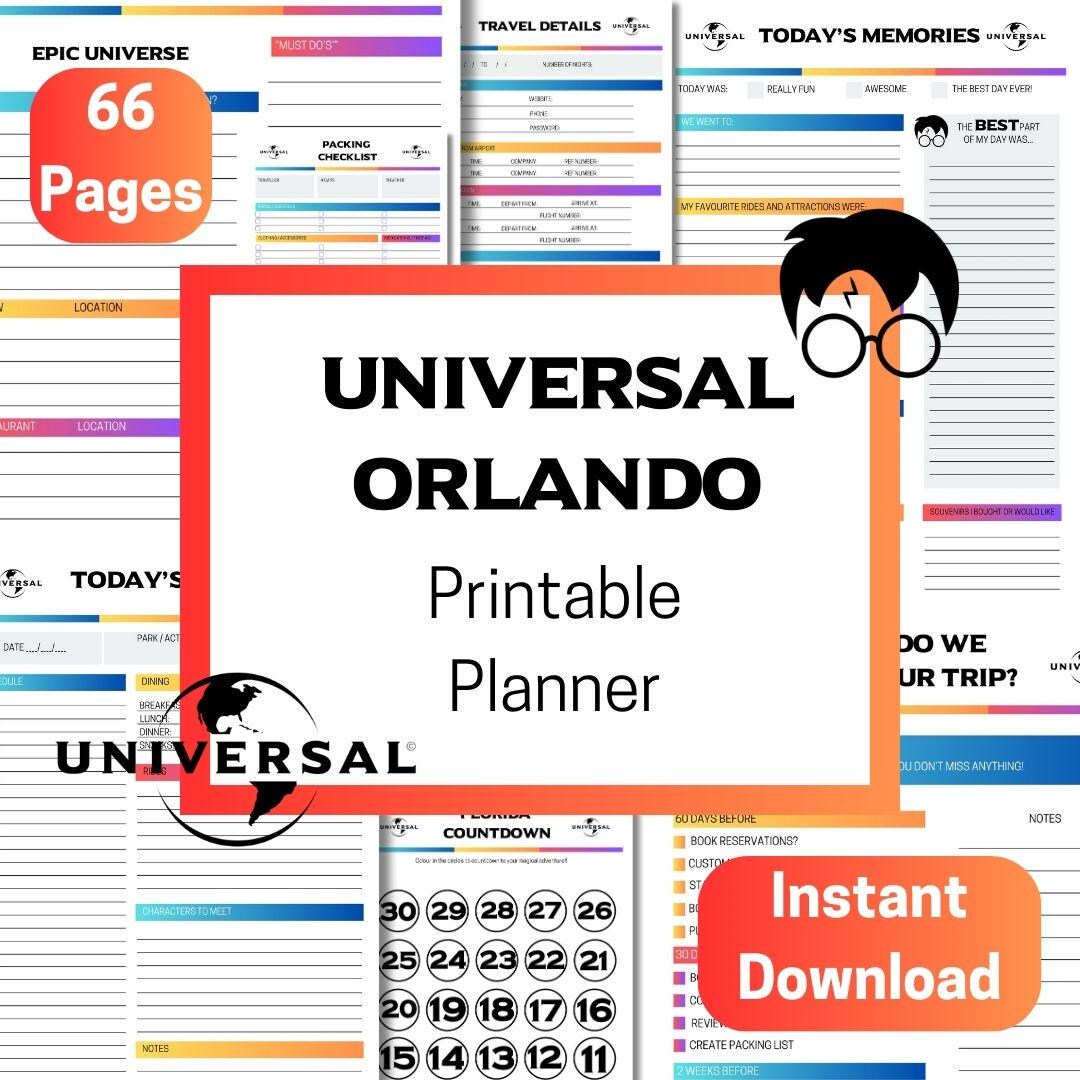 Universal Orlando Planner: 66-page Trip Itinerary (printable PDF) - Etsy