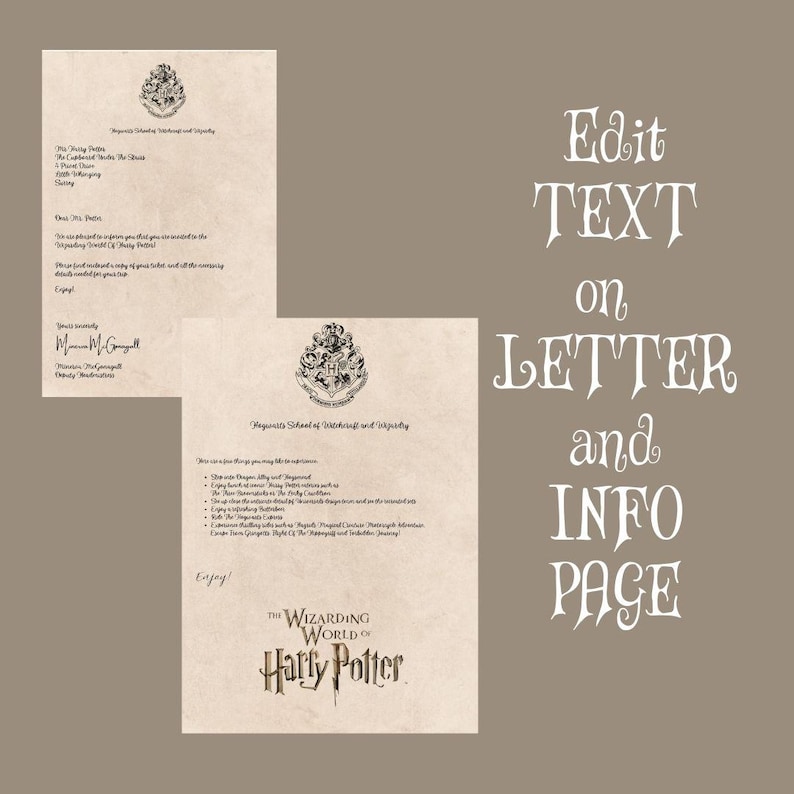 Wizarding World Ticket Potter Witchcraft and Wizardry Canva Template - Etsy