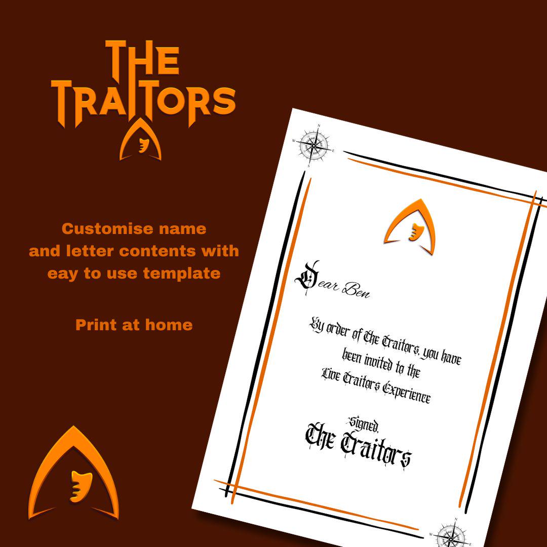 Traitors Editable Letter Ticket and Envelope Templates Canva the ...