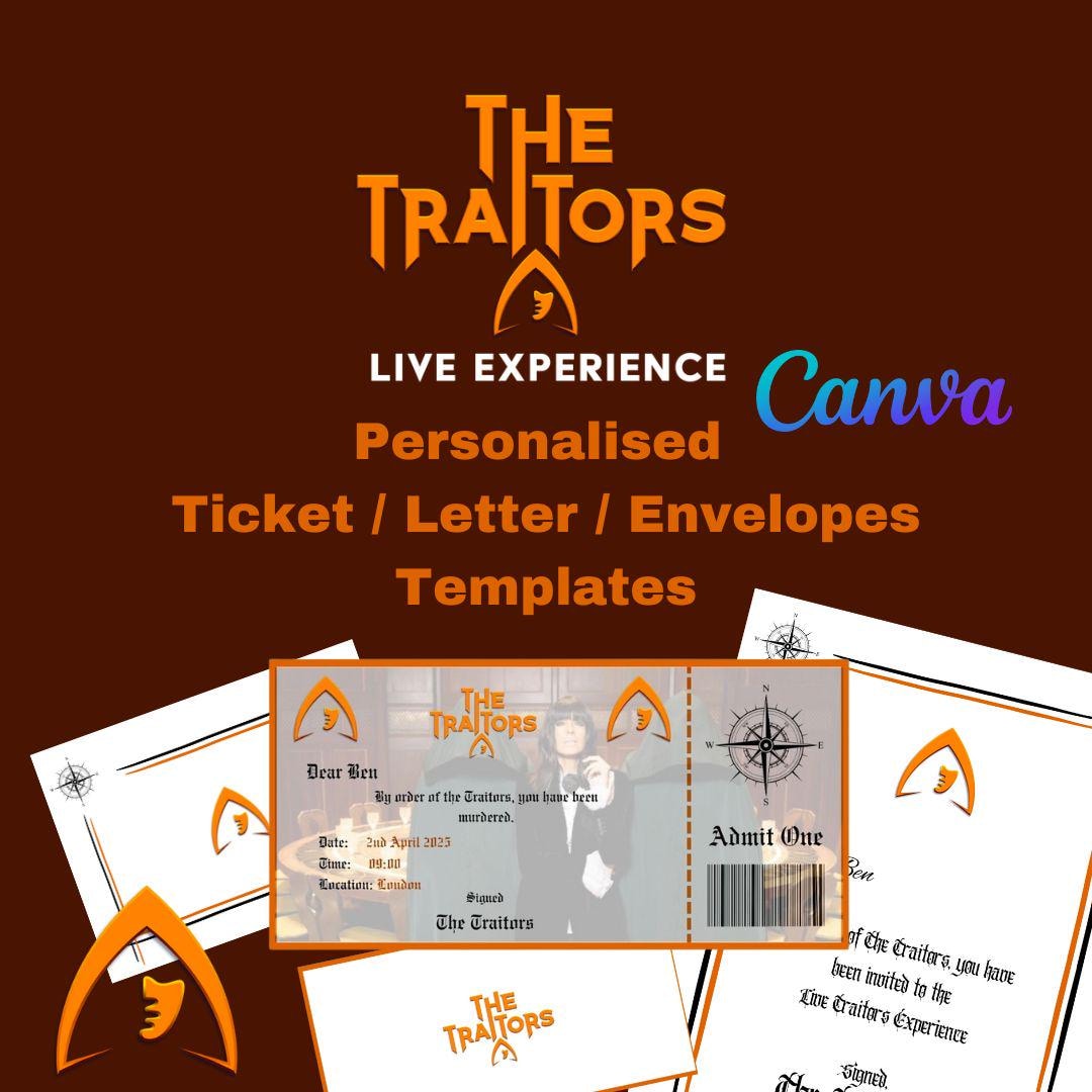 Traitors Editable Letter Ticket and Envelope Templates Canva the ...