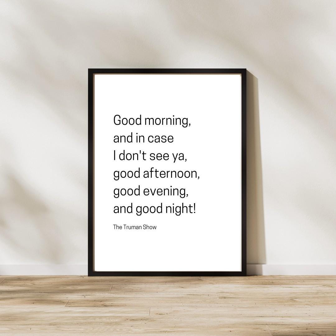 The Truman Show Quote Print: Jim Carrey Movie Poster - Etsy