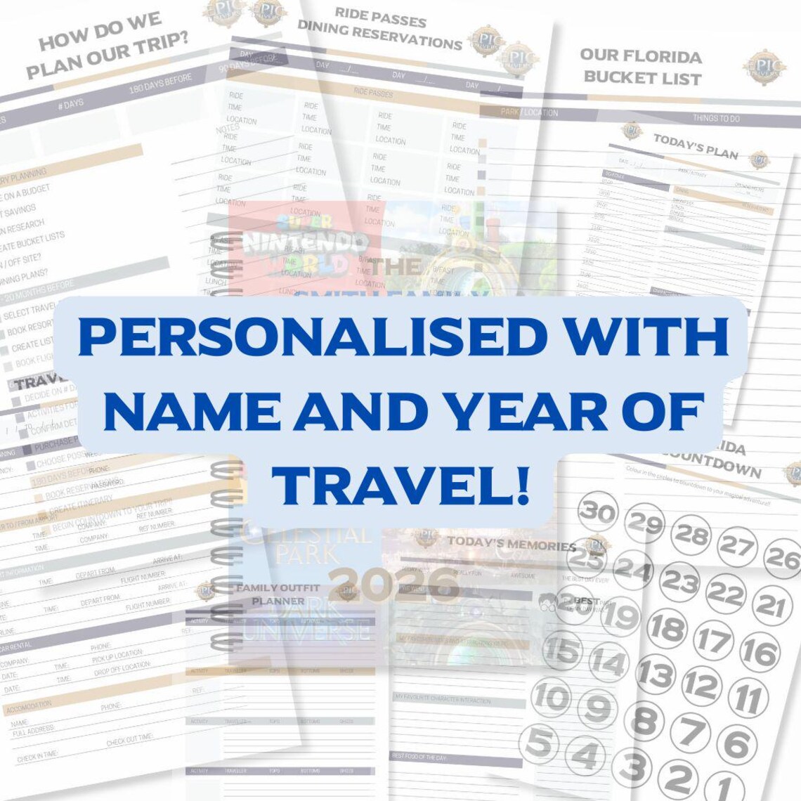 Personalised Epic Universe Orlando Planner Florida Planner Custom ...