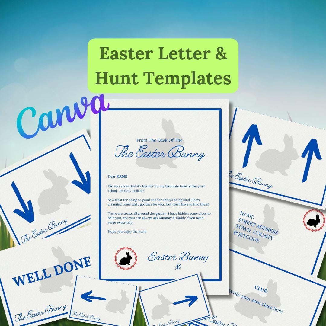 Personalised Easter Bunny Letter Template Canva Editable Easter Egg ...