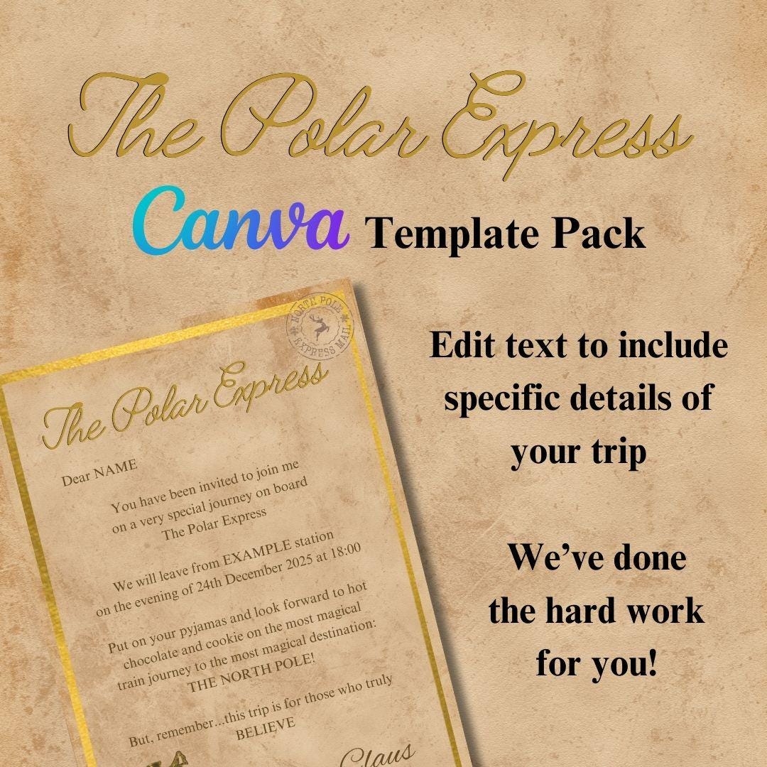 Personalised Polar Express Ticket Letter Editable Canva Template - Etsy UK
