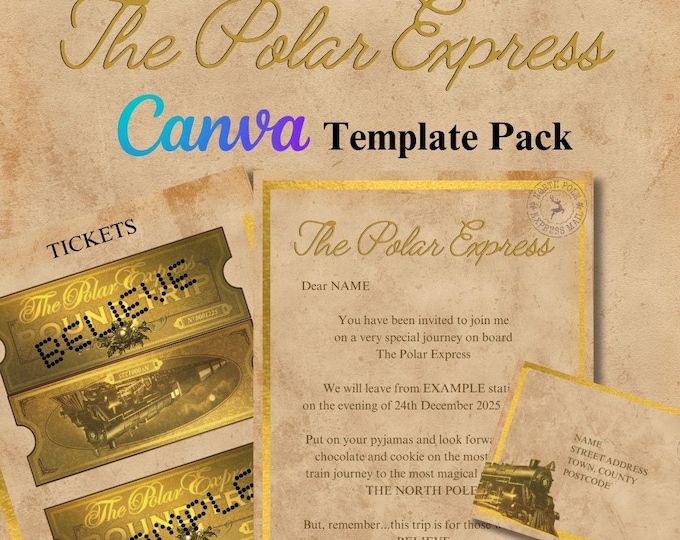 Polar Express Train Ticket PUNCHED Holes ANY Word-any NAME Envelope ...