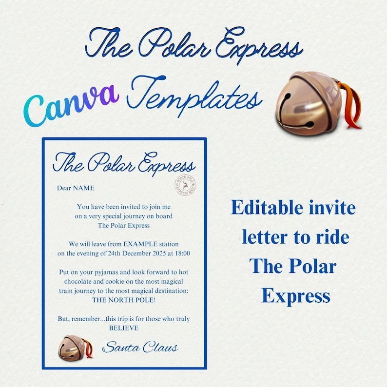 Personalised Polar Express Ticket Letter Editable Canva Template - Etsy
