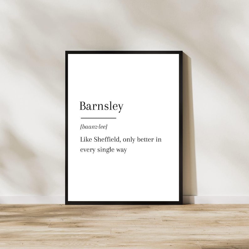Funny Barnsley Print Yorkshire Souvenir Travel Print Poster Derbyshire ...