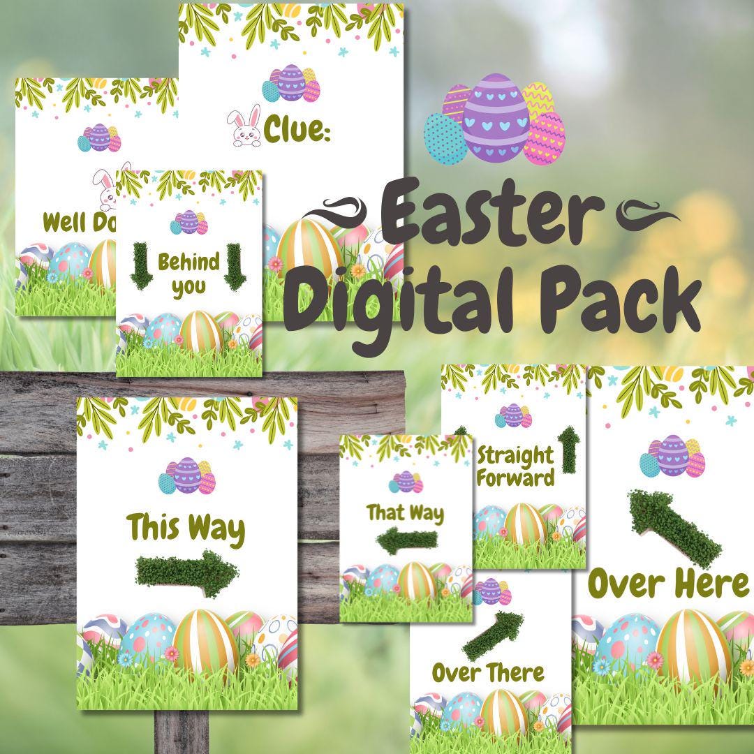 Easter Egg Hunt Signs: Printable Clues & Directional Signage (digital ...