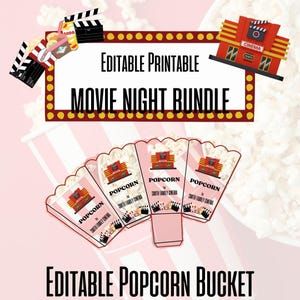 Personalised Movie Night Printables. Film Party Tickets Editable Canva ...