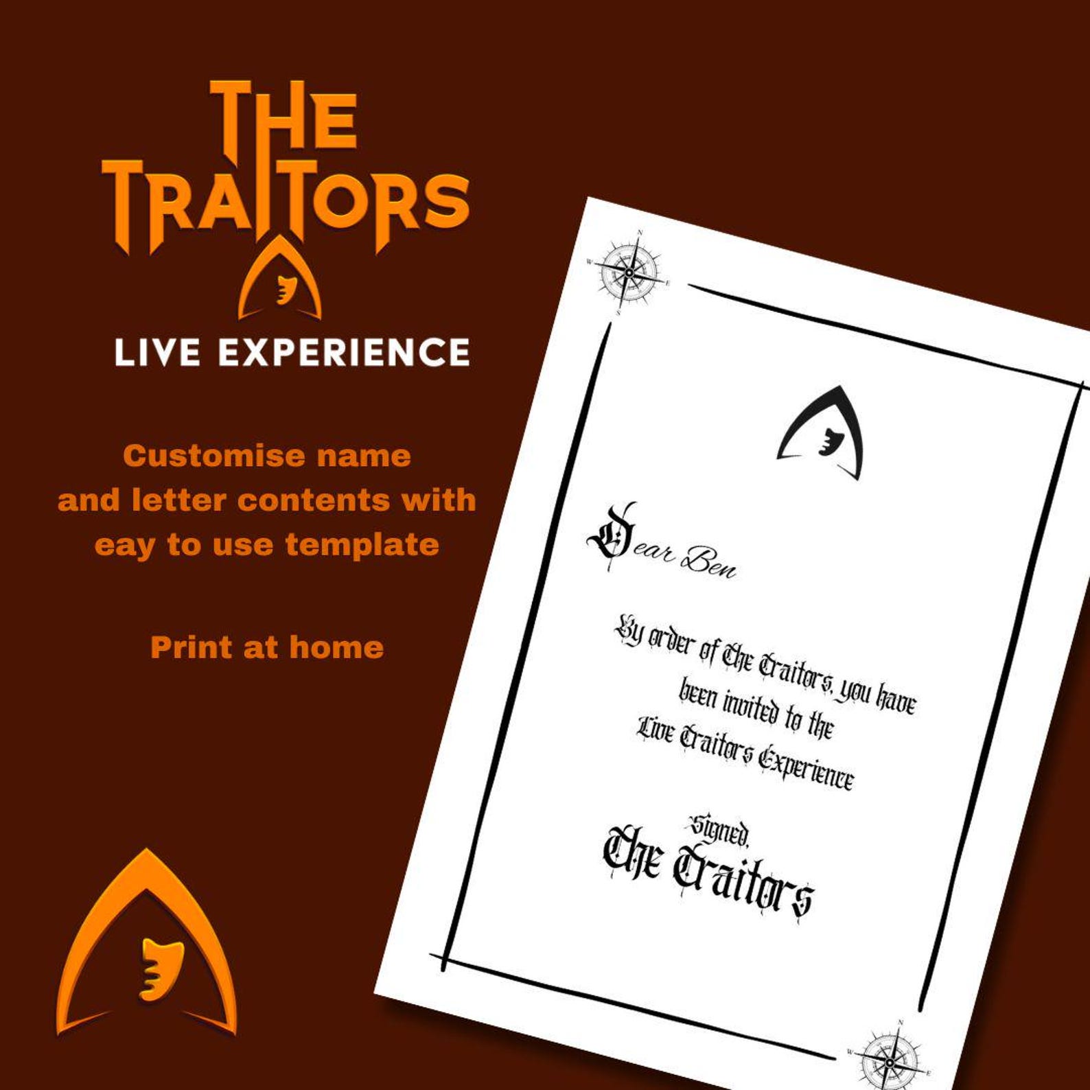 Personalised Traitors Live Invite Letter Traitors Live Experience ...