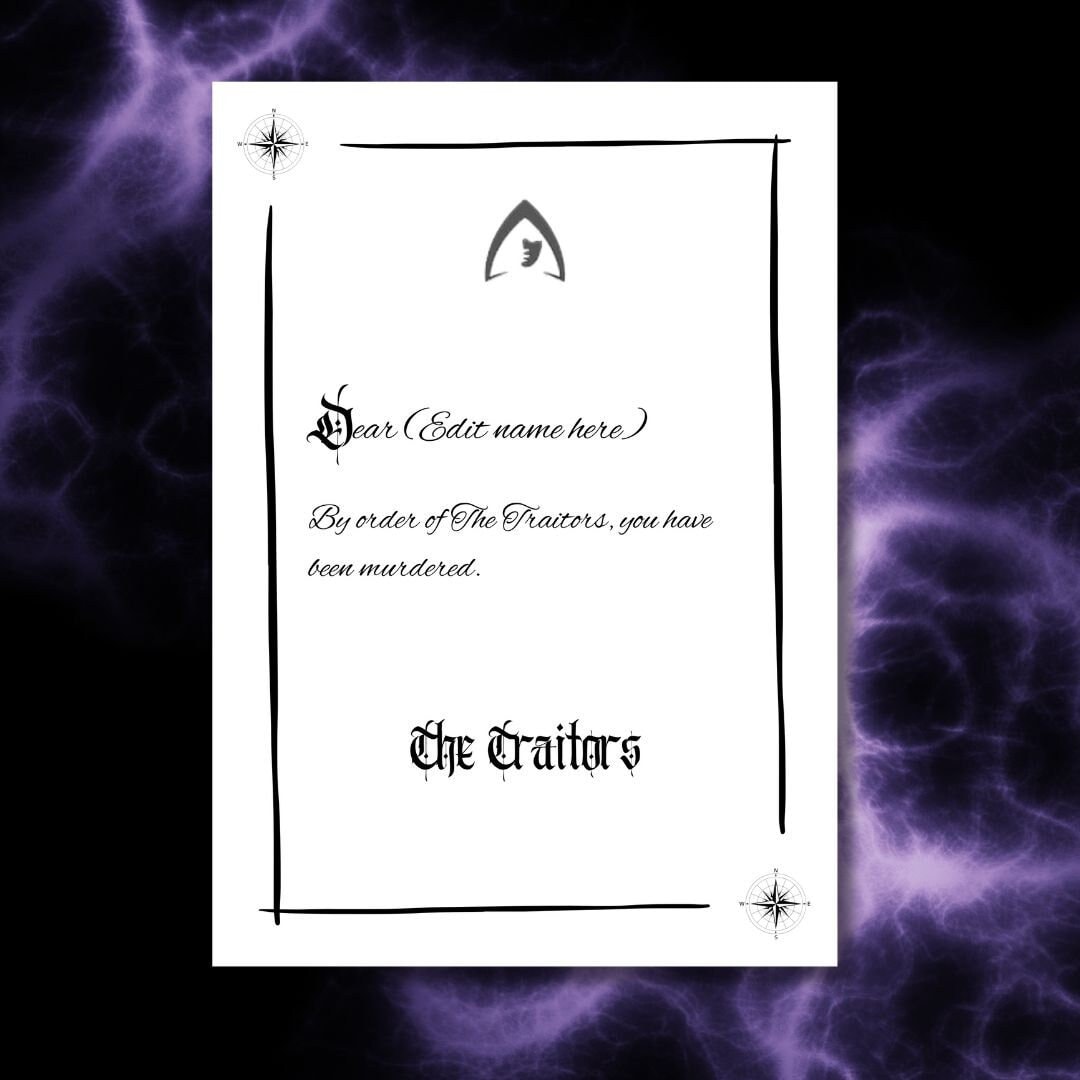 The Traitors Letter Canva Template Traitors Tv Show Gift Instant ...